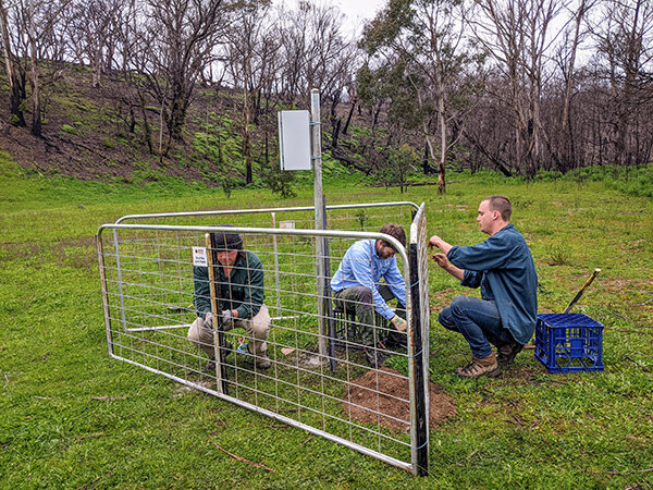 Stream gauge installation at 'Landtasia' - Mulloon Institute
